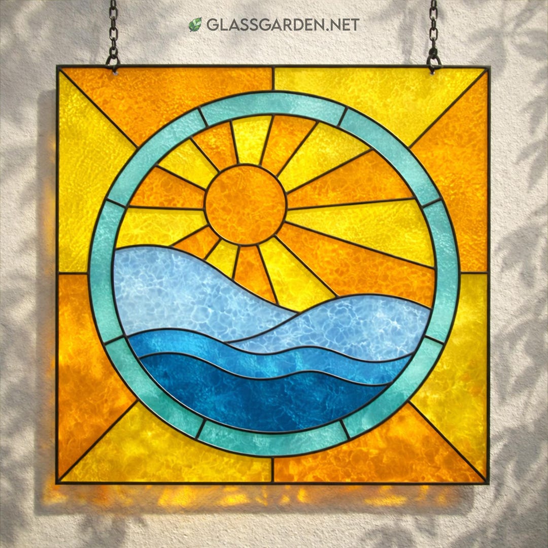 Sunset Stained Glass Panel Pattern – Beginner Scenic Design (PDF) - Etsy