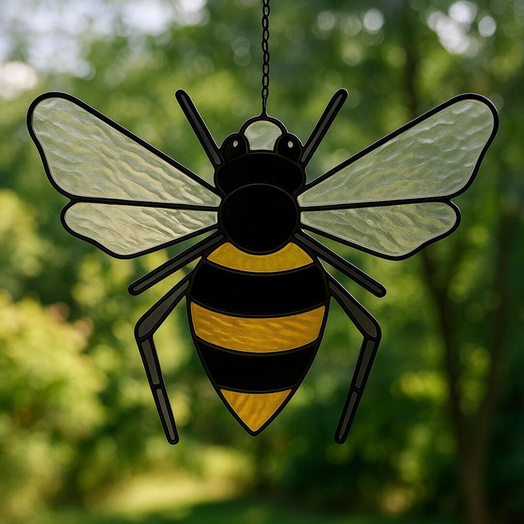 Bee Stained Glass Pattern PDF – Cute Bumblebee Suncatcher Template ...