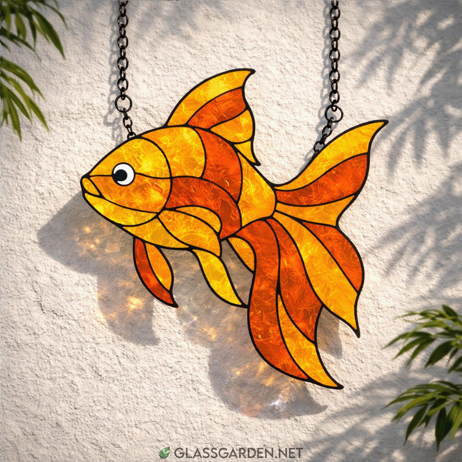 Goldfish Stained Glass Suncatcher Pattern – Flowing Tail Design (PDF ...
