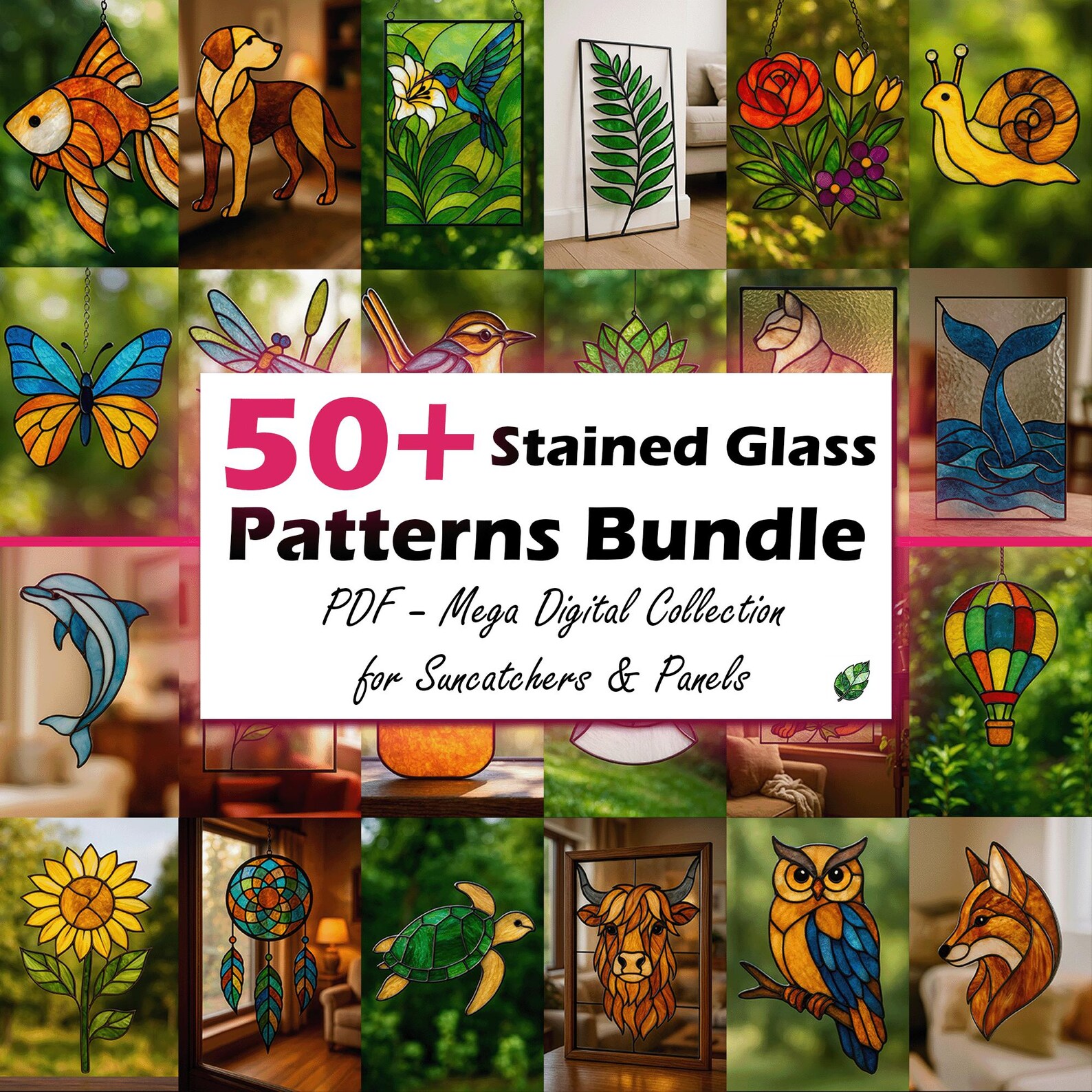 50+ Stained Glass Patterns Bundle – Digital PDF Collection for ...