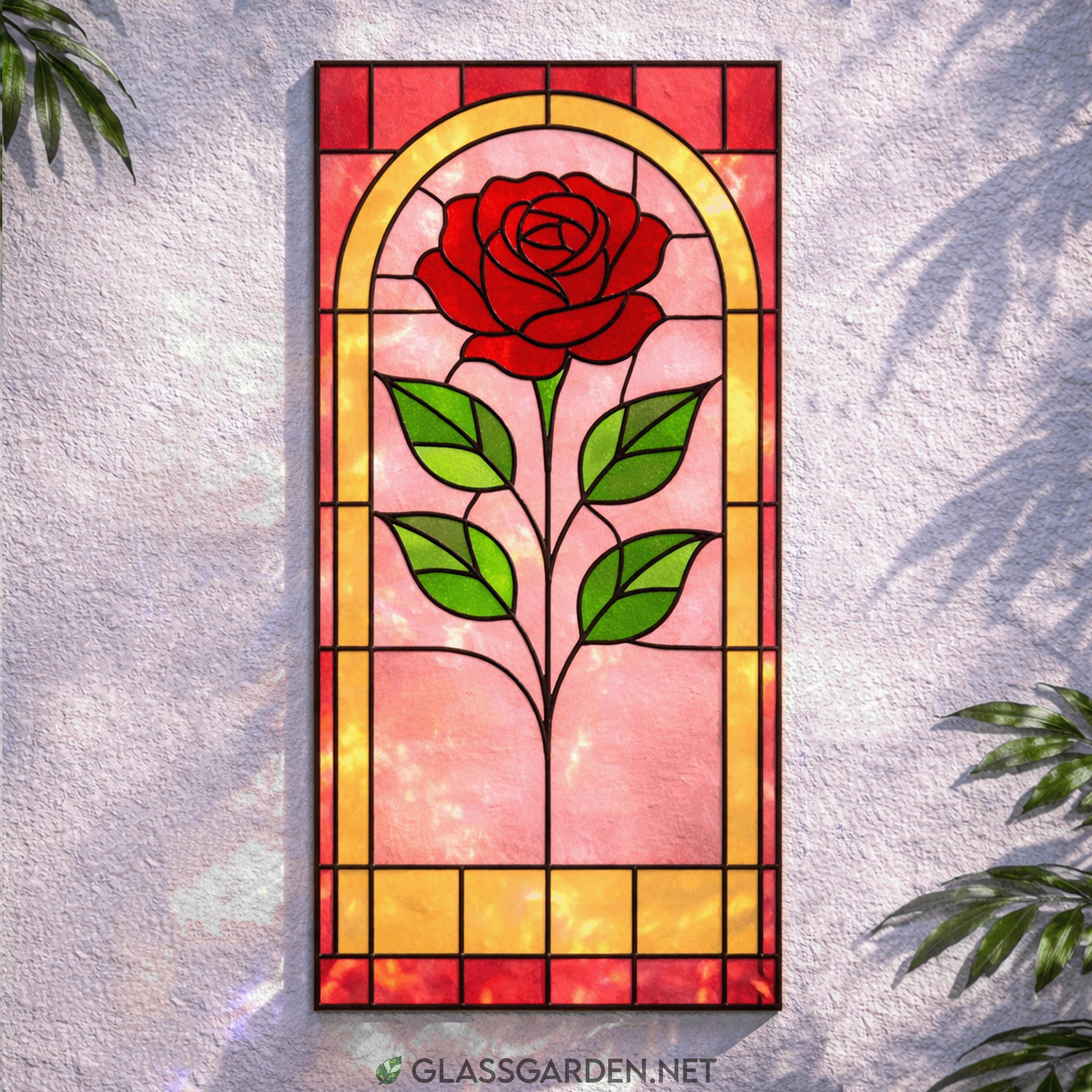 Rose Window Panel Stained Glass Pattern – Classic Floral Arch Design ...