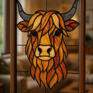 Highland Cow Stained Glass Pattern – Rustic Farmhouse Decor (digital ...