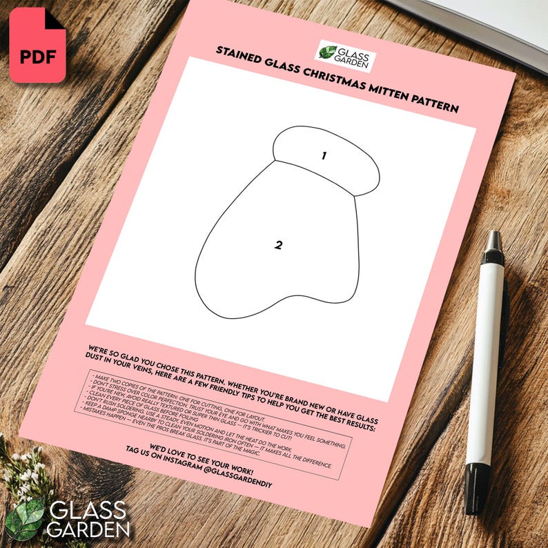 Christmas Mitten Stained Glass Pattern – Holiday Suncatcher PDF ...