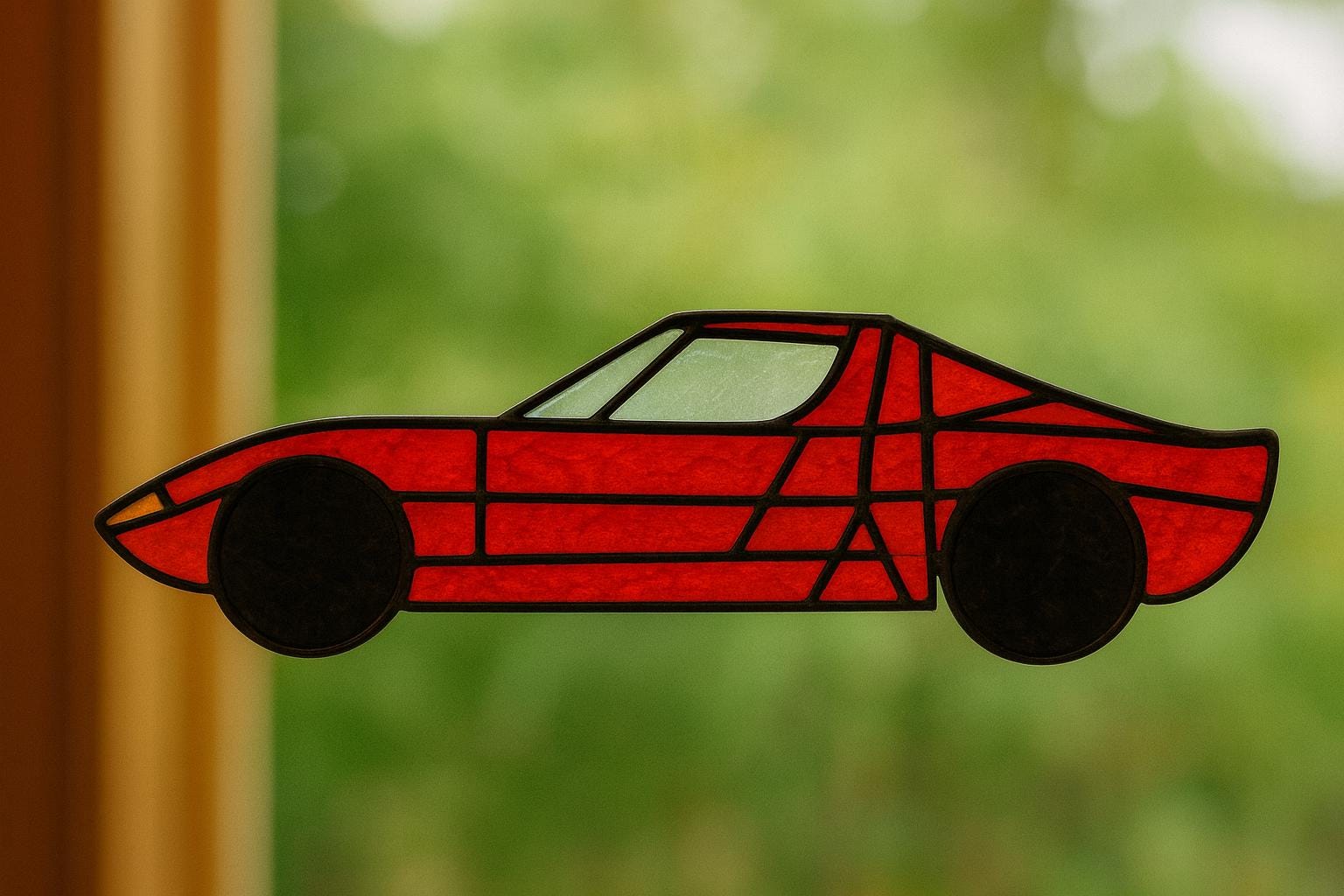 Red Sports Car Stained Glass Pattern – Digital PDF Template for Window ...