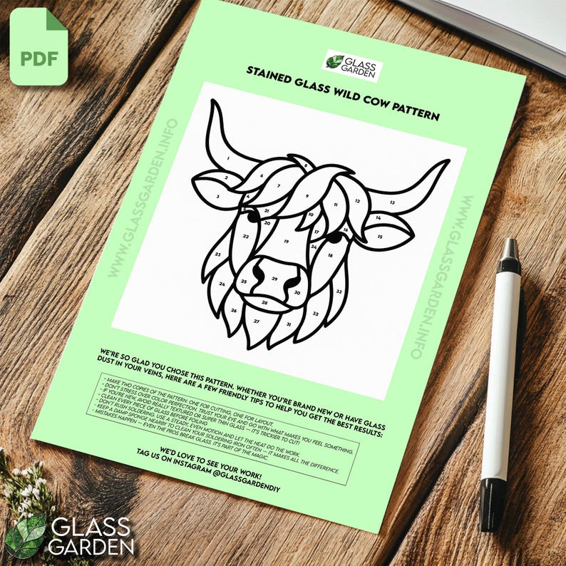 Highland Cow Stained Glass Pattern PDF – Rustic Farmhouse Panel Design ...