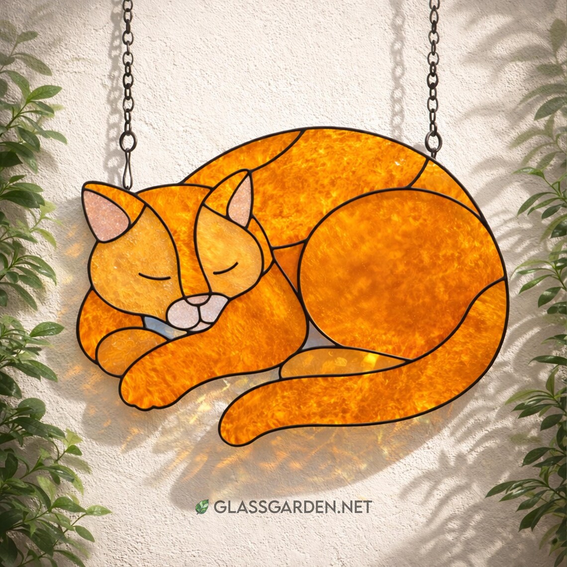 Sleeping Cat Stained Glass Pattern – Curled Kitty Suncatcher (PDF) - Etsy