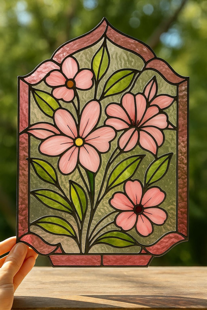 Elegant Floral Arch Stained Glass Pattern - Digital PDF Panel Design ...