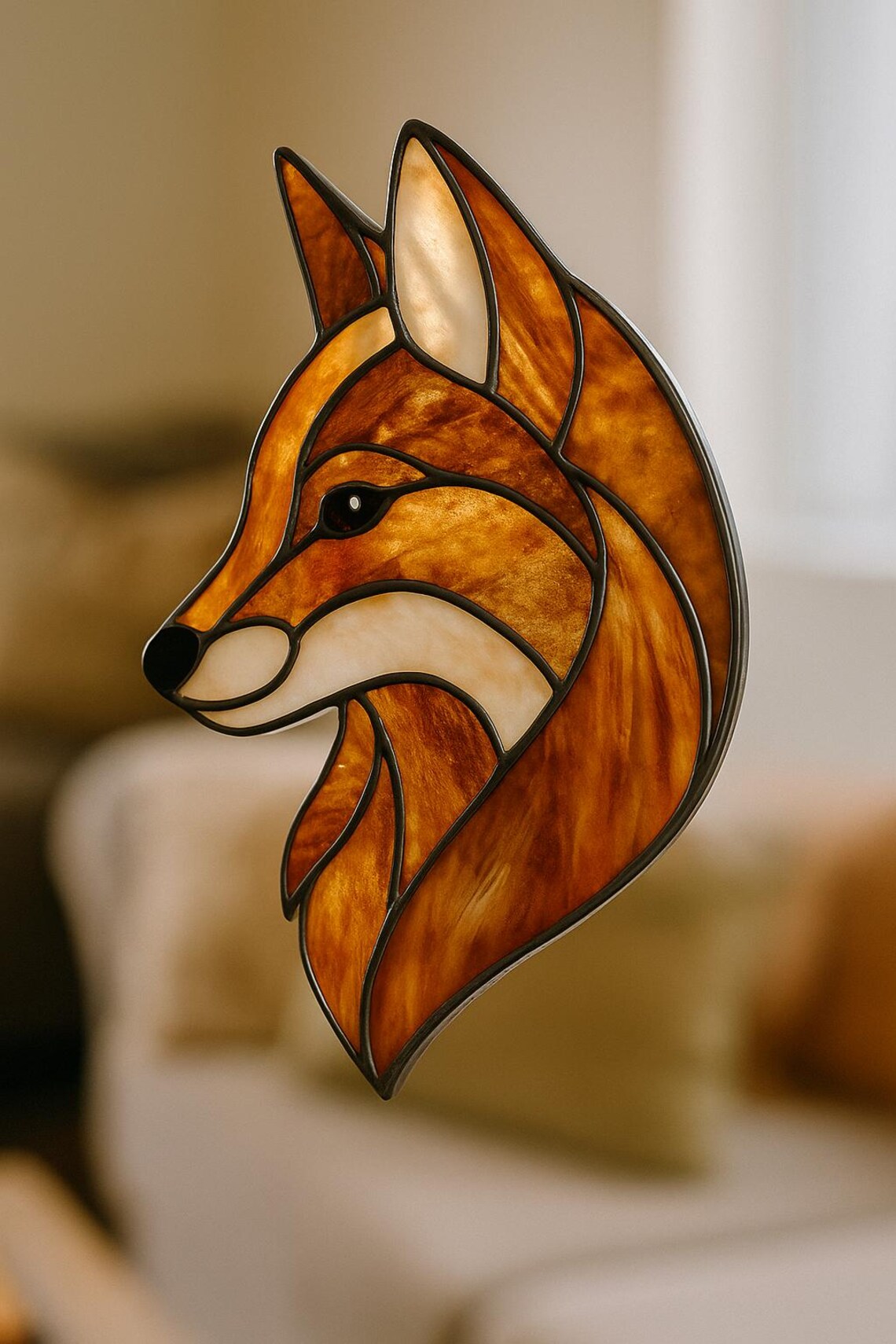 Fox Head Stained Glass Pattern – DIY Suncatcher, Woodland Decor (PDF ...