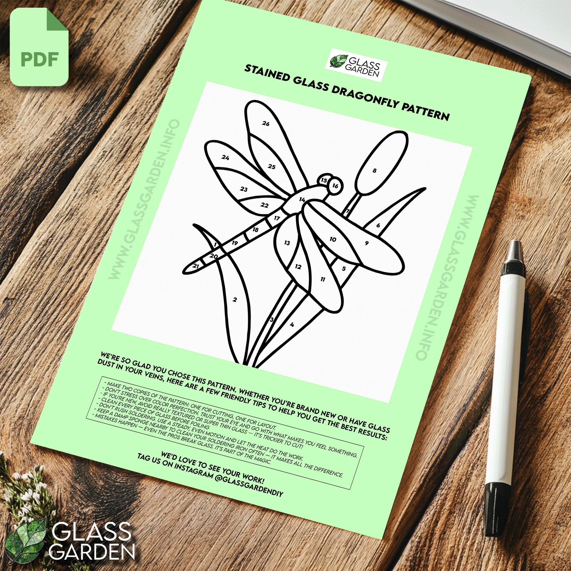 Dragonfly Stained Glass Pattern PDF – Nature-inspired Reed Panel Design ...