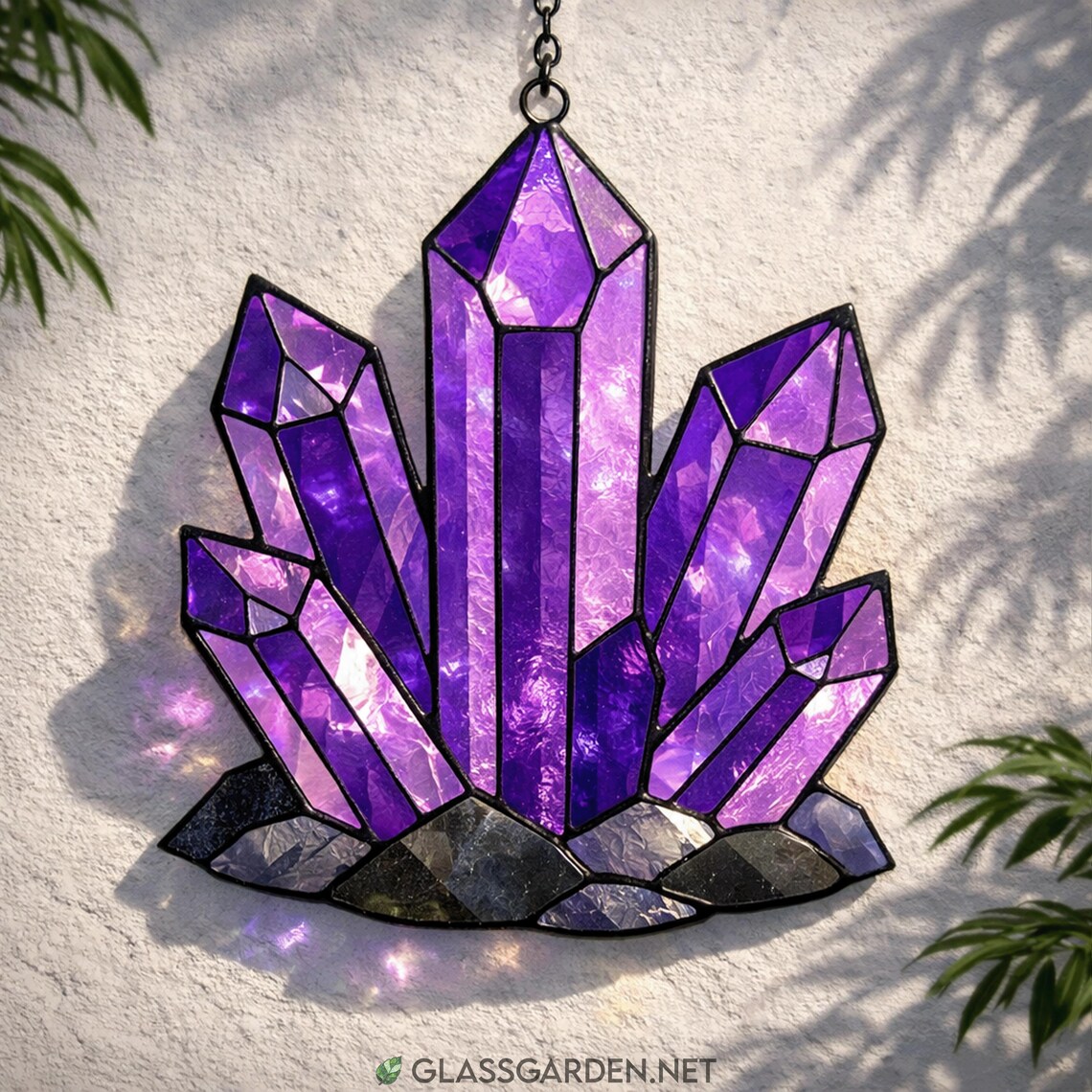 Amethyst Geode Stained Glass Suncatcher Pattern – DIY Crystal Cluster ...