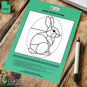 Bunny Rabbit Stained Glass Pattern PDF – Oval Sunset Window Panel ...