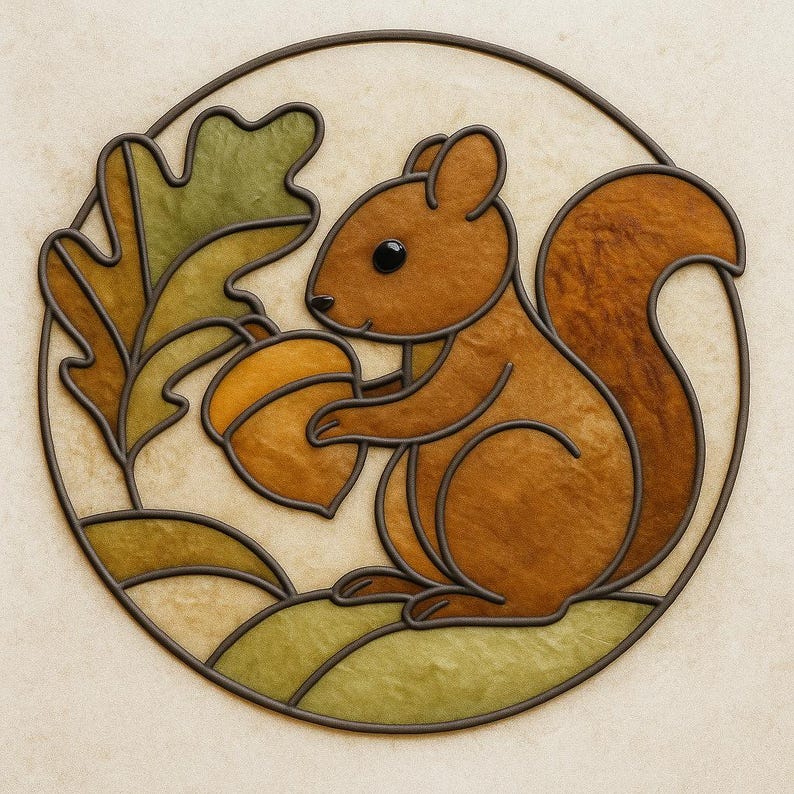 Squirrel & Acorn Round Stained Glass Pattern – Digital PDF Download - Etsy