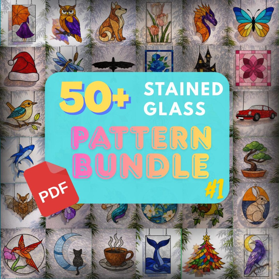 50+ Stained Glass Patterns Bundle – Digital PDF Collection for ...