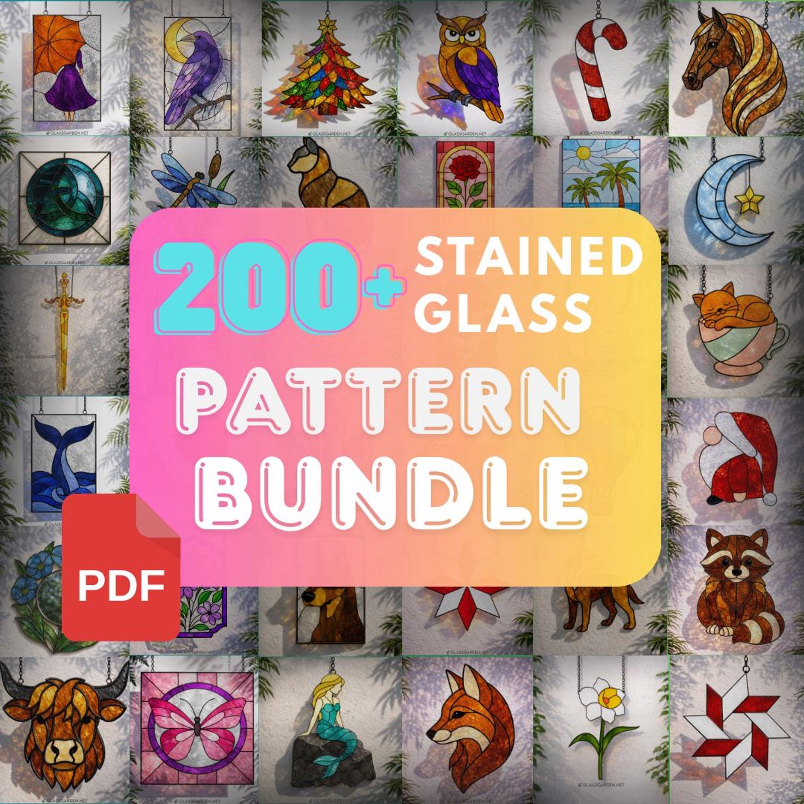 200+ Stained Glass Patterns Bundle – Digital PDF Collection for ...