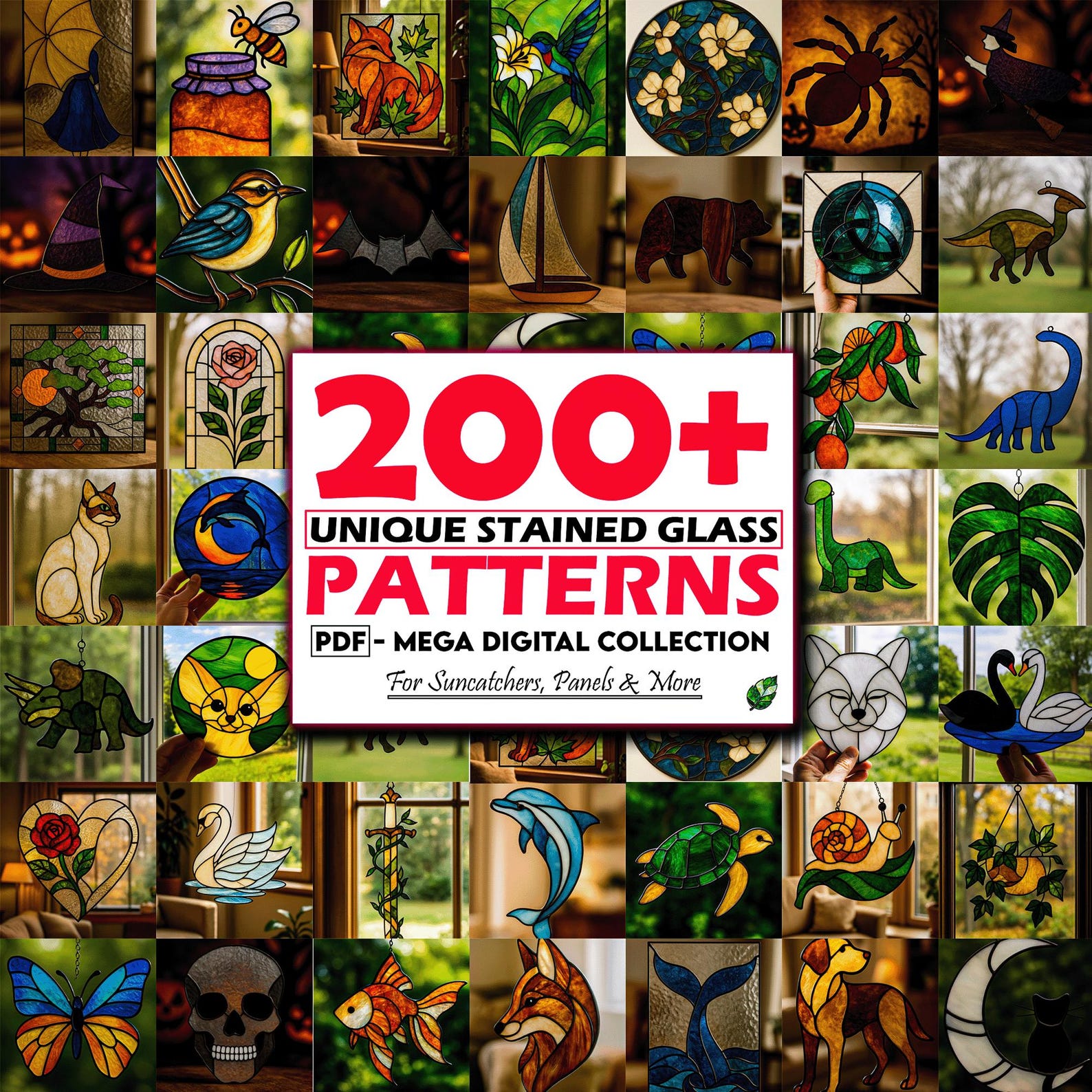 200+ Stained Glass Patterns Bundle – Digital PDF Collection for ...