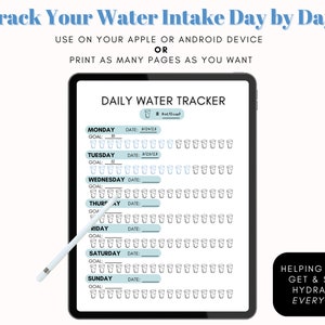 Water Intake Tracker, Daily Tracker, Printable Planner, Health Tracker ...