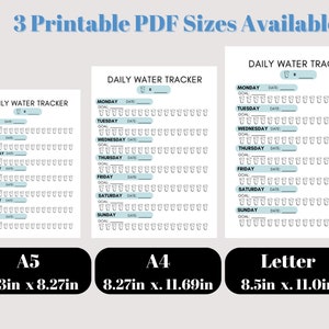 Water Intake Tracker, Daily Tracker, Printable Planner, Health Tracker ...