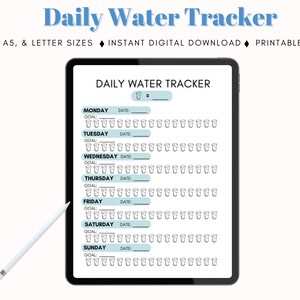 Water Intake Tracker, Daily Tracker, Printable Planner, Health Tracker ...