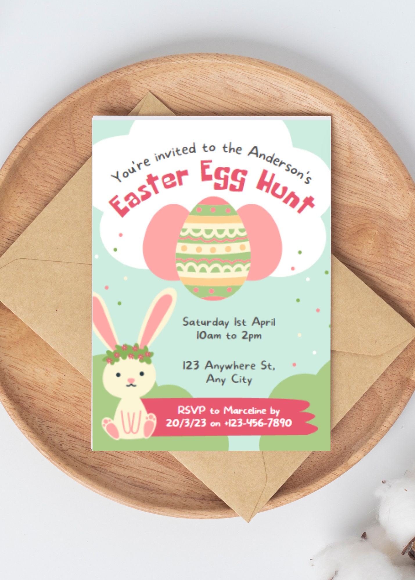Personalised Easter Party Invitation, Printable Invitation, Easter ...