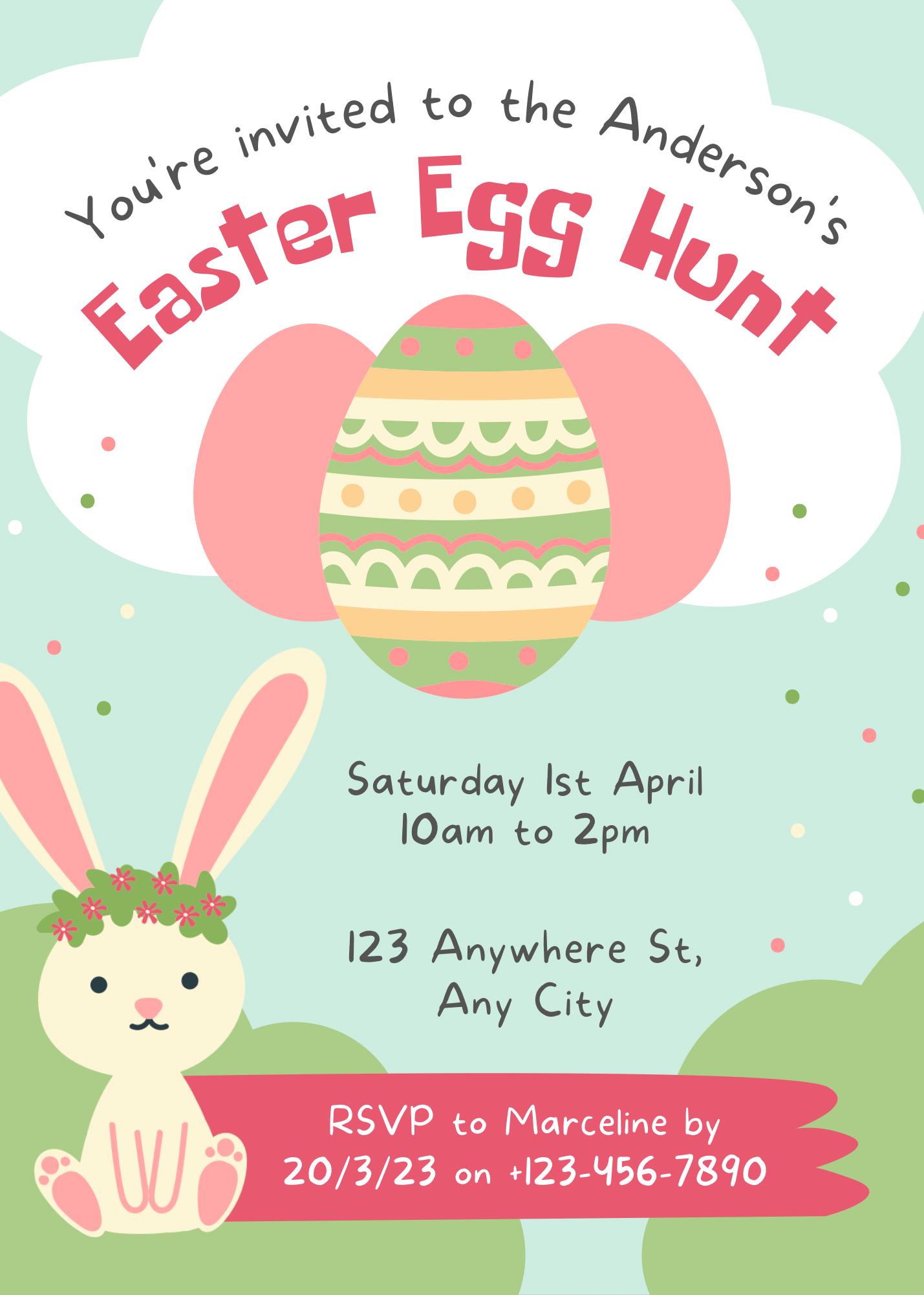 Personalised Easter Party Invitation, Printable Invitation, Easter ...