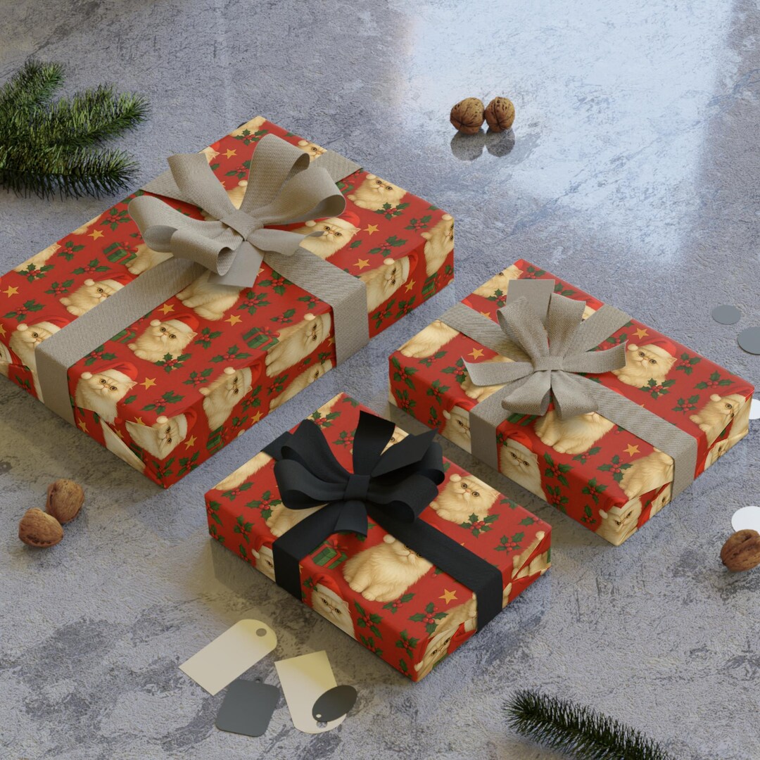 Retro Santa Pattern Gift Wrap Roll | Christmas Wrapping Paper - Etsy
