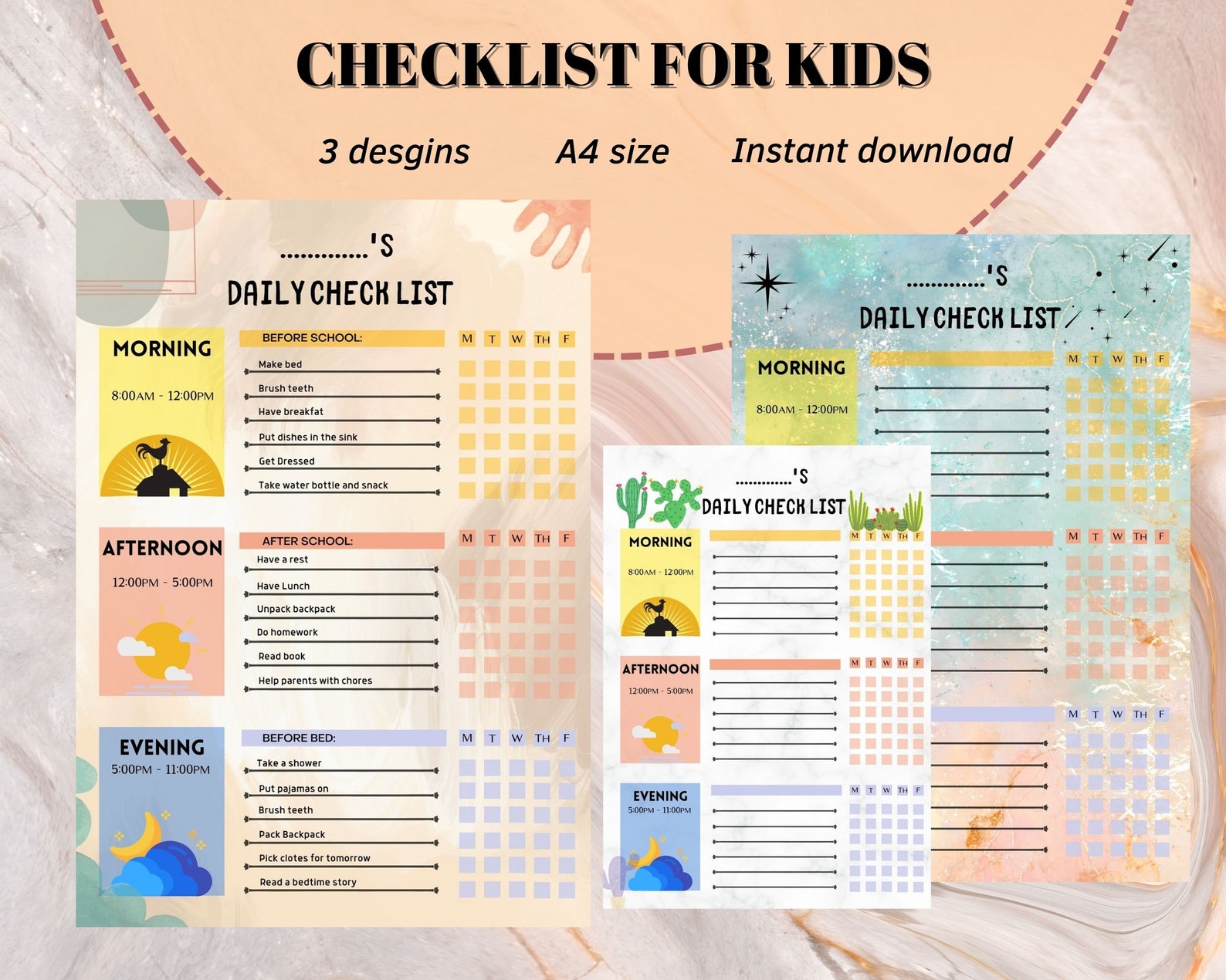 Check List for Kids Planner for Kids Digital Planner Kids Tracker - Etsy