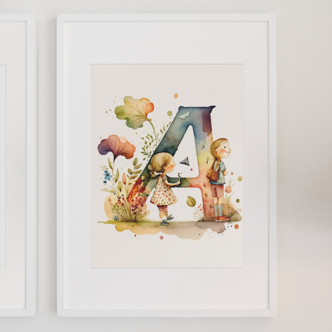 Instant Download Watercolor Letter A Print Vibrant Nursery Wall Art for ...