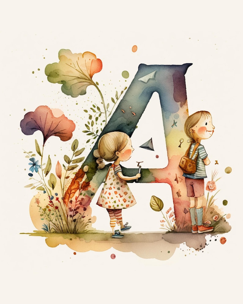 Instant Download Watercolor Letter A Print - Vibrant Nursery Wall Art ...