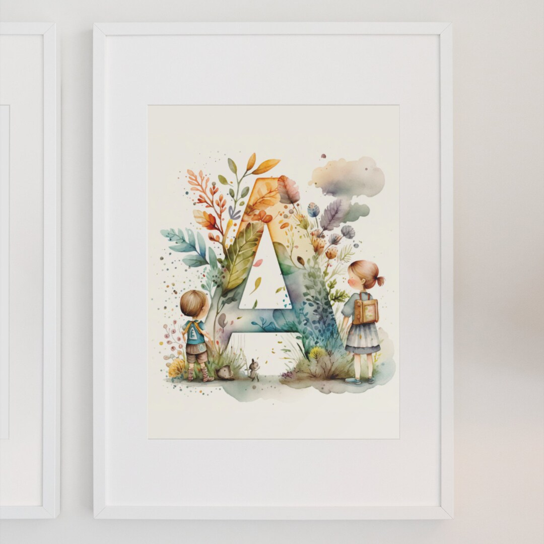 Instant Download Watercolor Letter A Print Vibrant Nursery Wall Art for ...