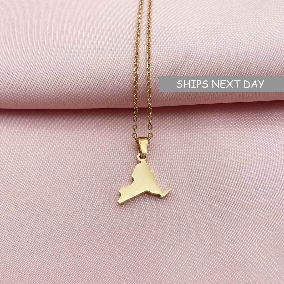 Personalized State Map Necklace: 18k Gold Friendship Jewelry - Etsy