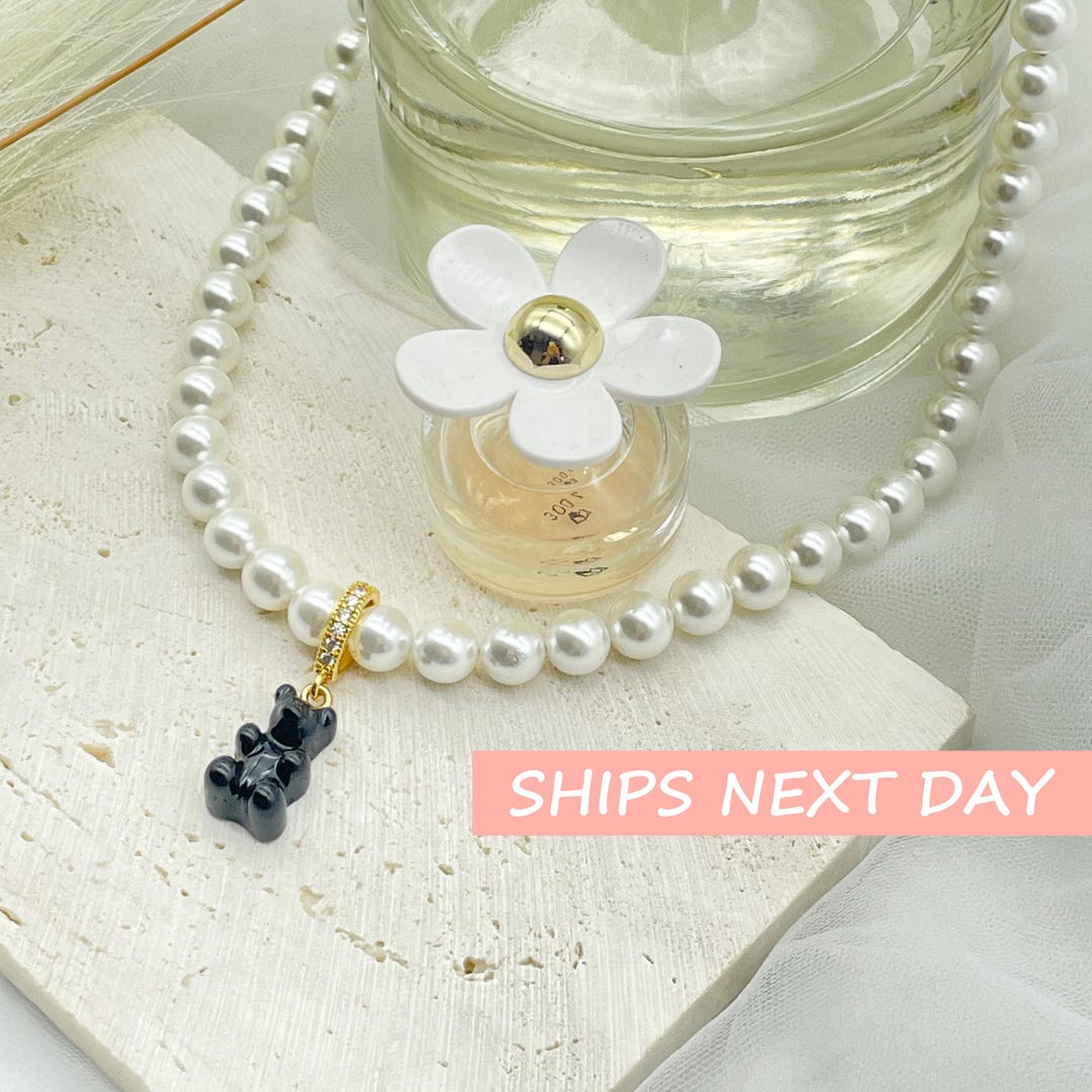 Swarovski Pearl Necklace, Gummy Bear Pendant Necklace BE-205 - Etsy