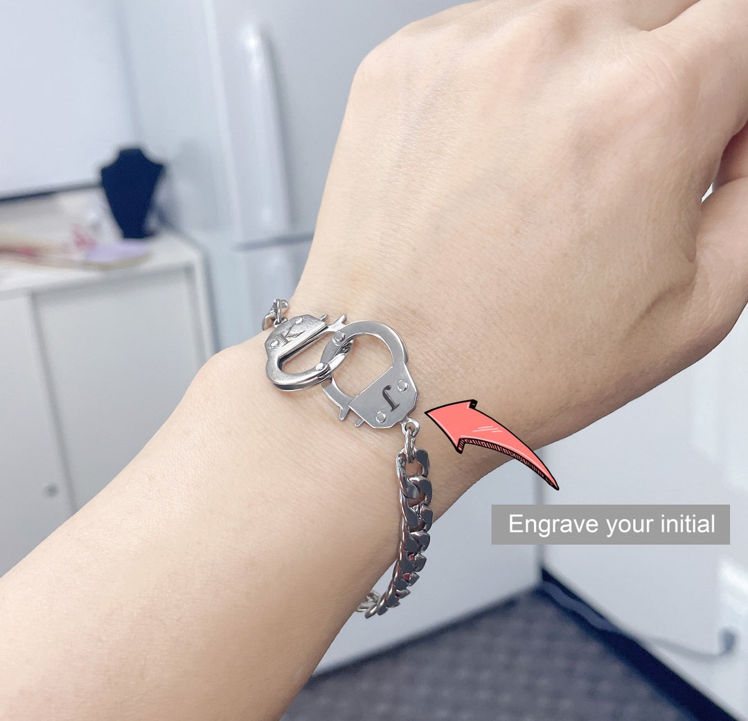 Handcuffs Curb Bracelet Stainless Steel Accessories Personalized ...