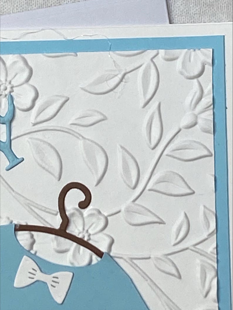 Embossed Congratulations on New Baby Boy Card, White and Blue Notecard ...