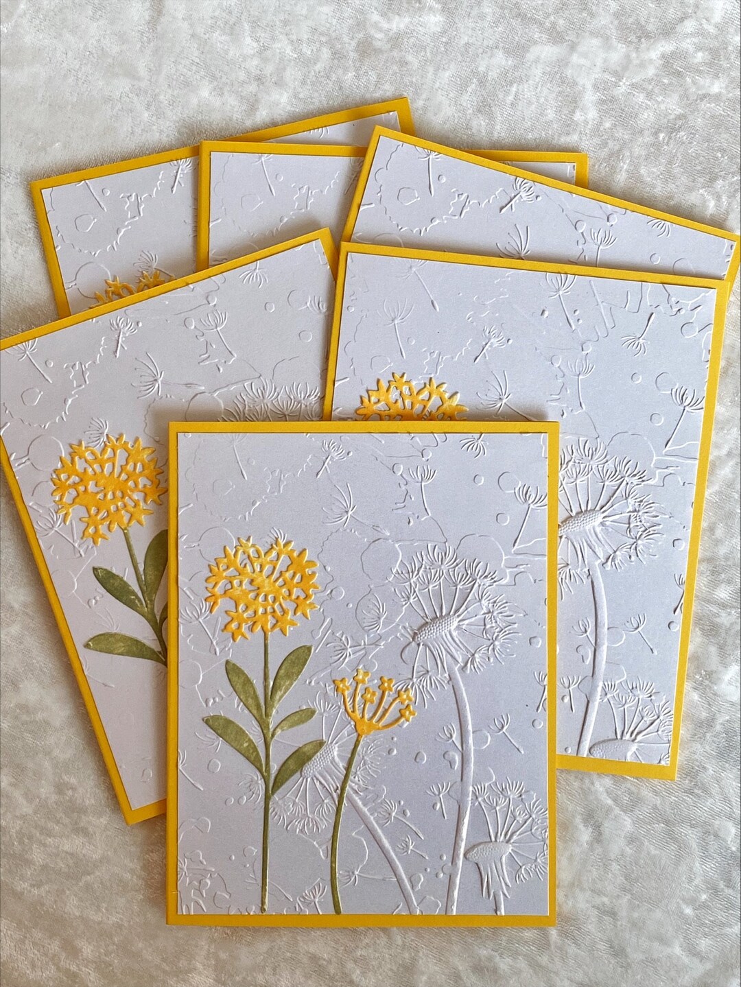 Dandelion Embossed Notecards in Yellow and White, Dandelion Thank You ...