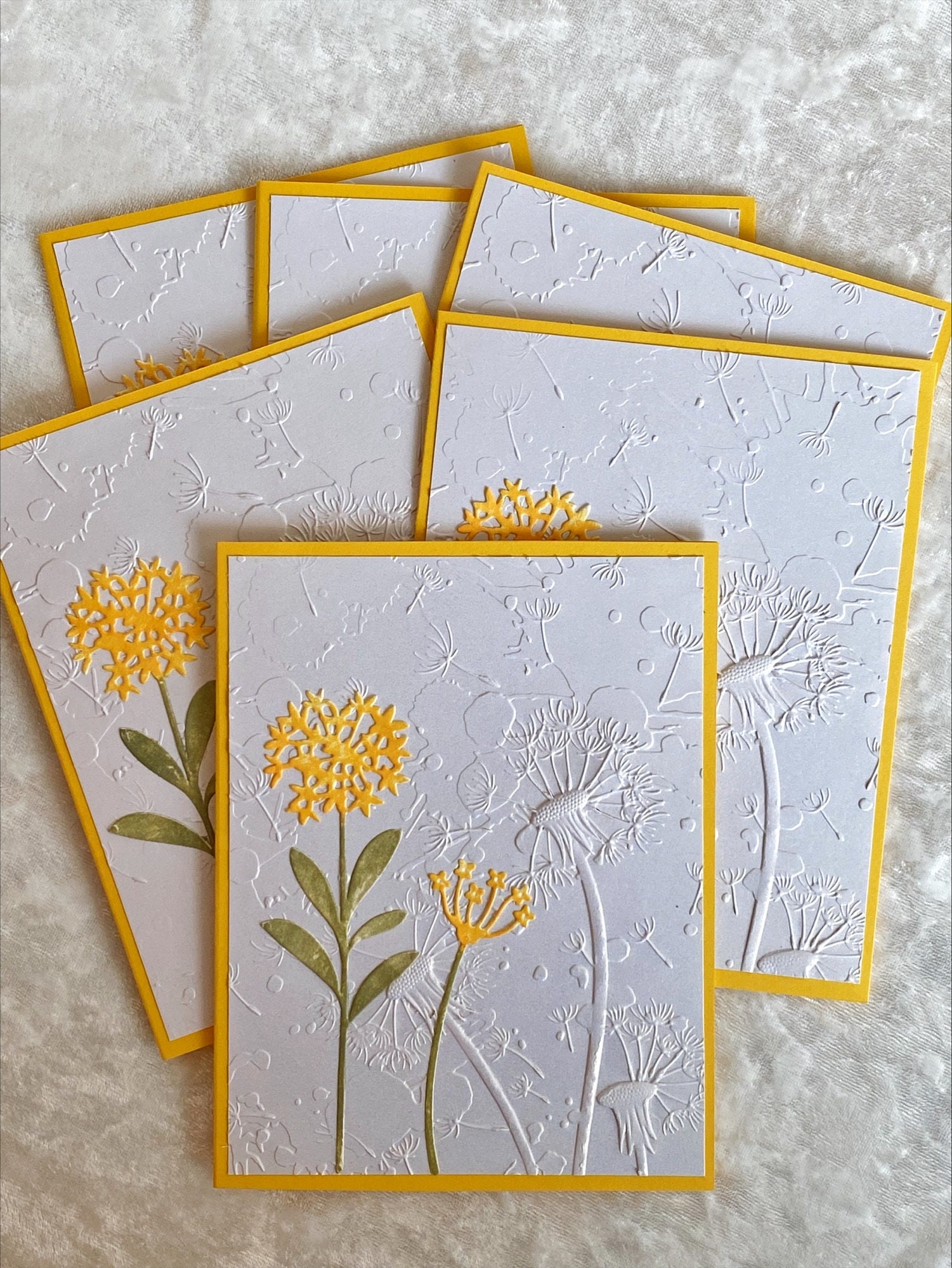 Dandelion Embossed Notecards in Yellow and White, Dandelion Thank You ...