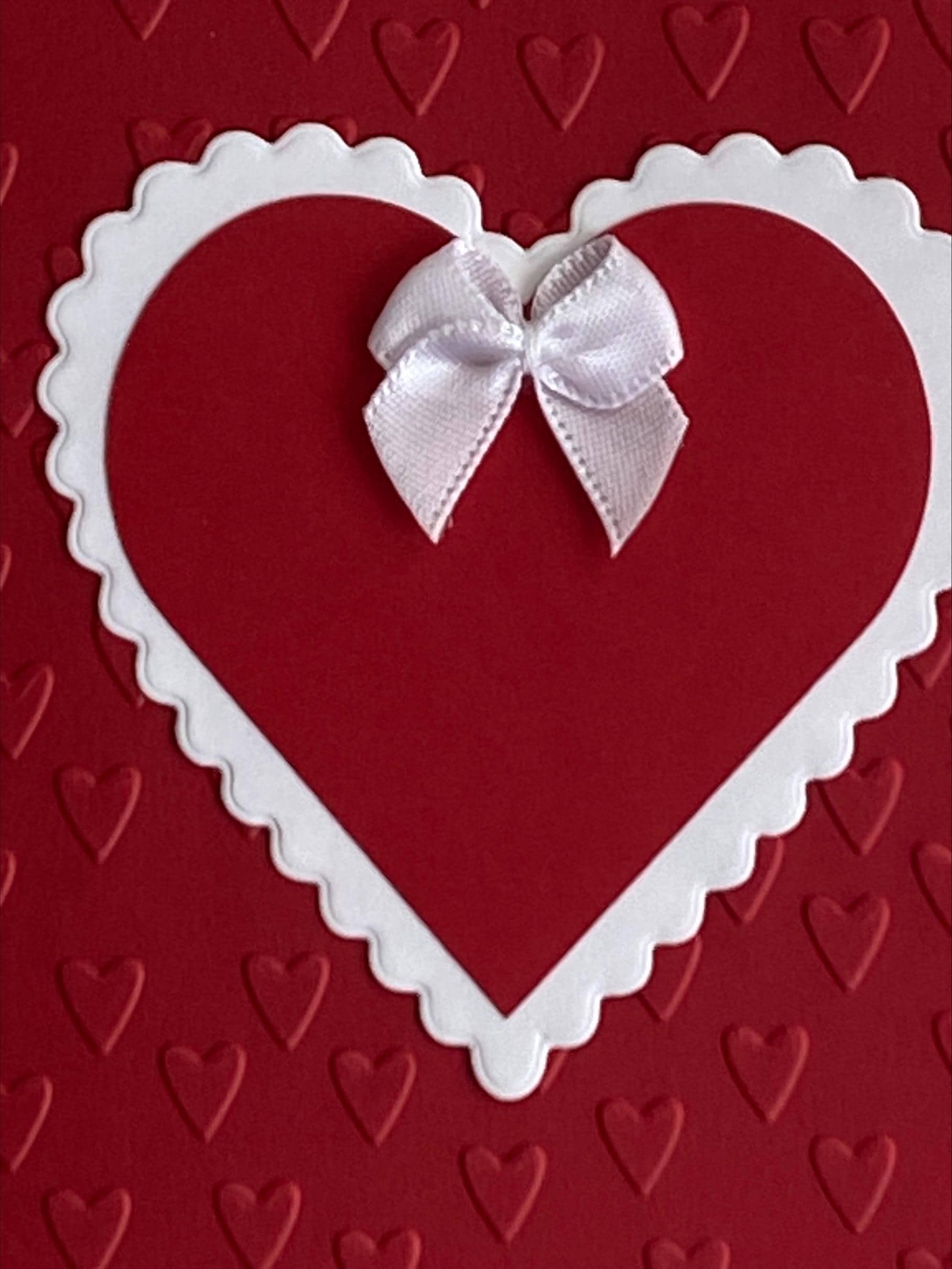 Red and White Valentine's Day Cards, Embossed Heart Notecards With a ...