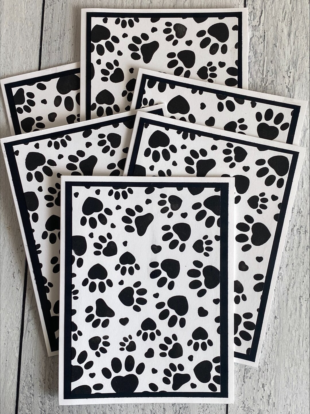 Paw Print Stenciled Note Cards, Dog Lover Gift, Set of 6 - Etsy
