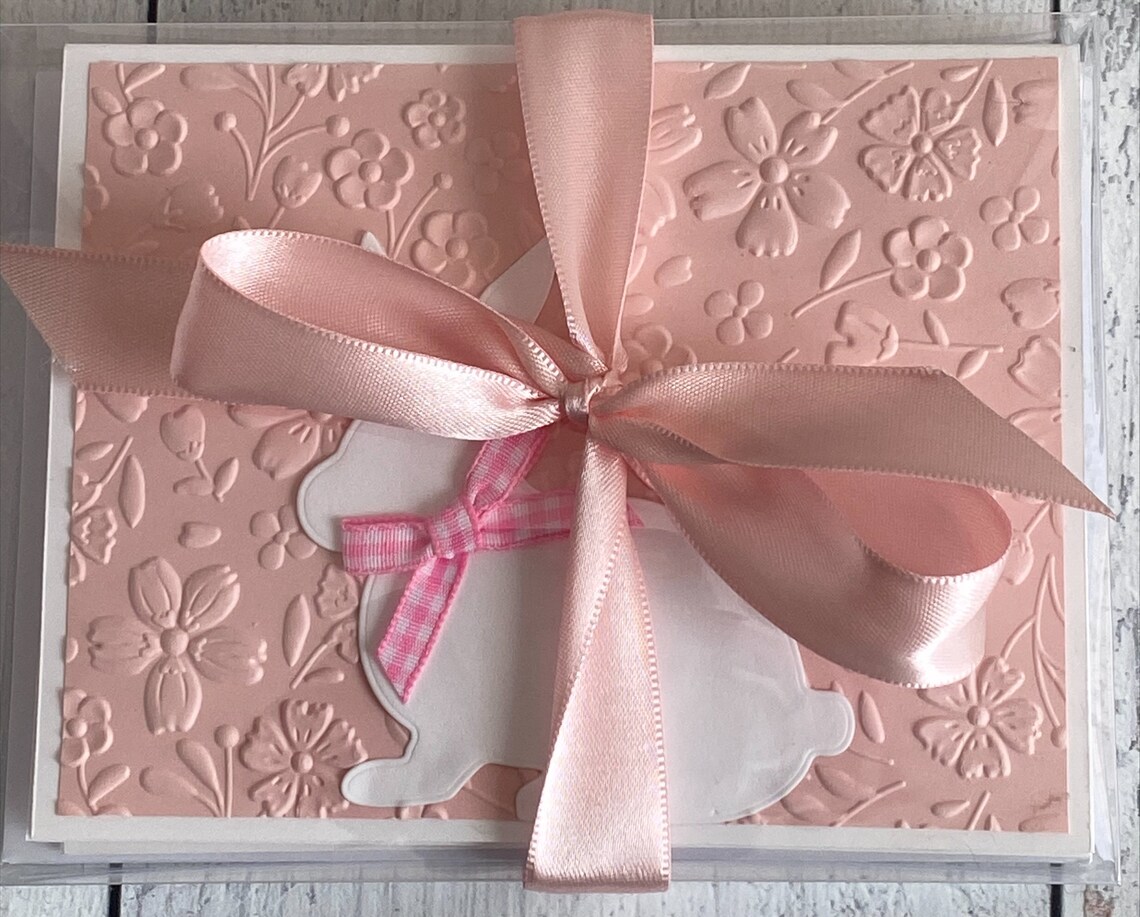 Embossed Baby Bunny Pink Baby Shower Cards, Bunny Baby Announcements ...