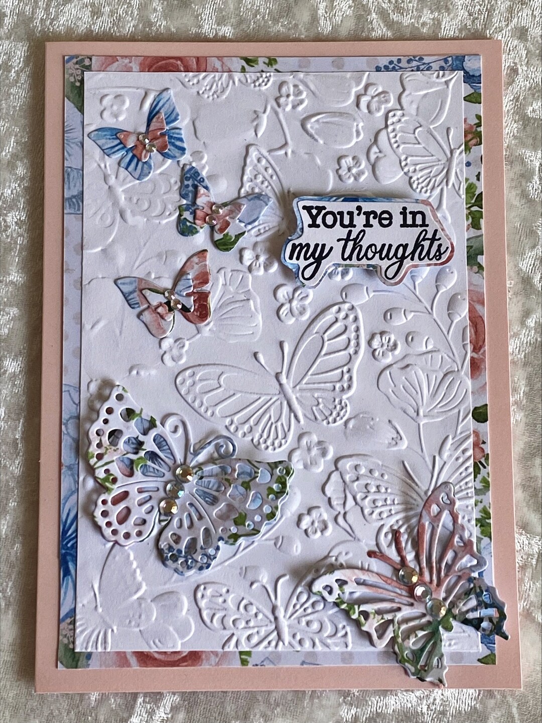 Sympathy Butterfly Card Embossed With Butterflies, Handmade Embossed ...