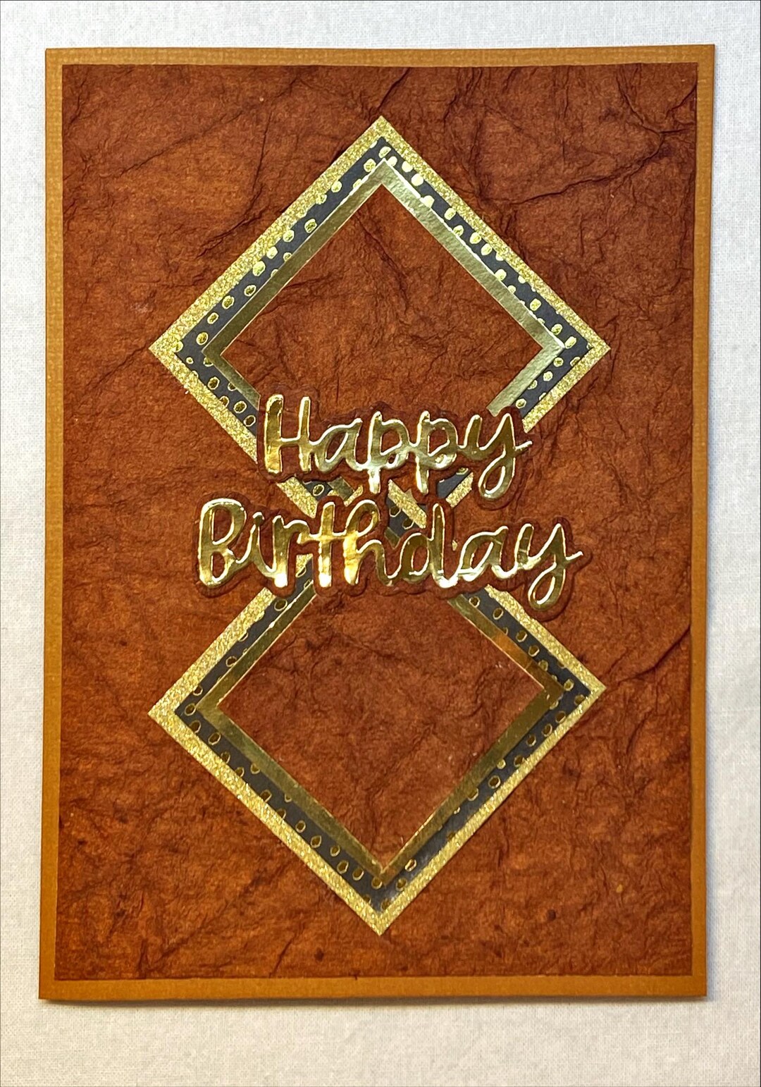 Masculine Birthday Card With Geometric Pattern, 'leather" Look for a ...