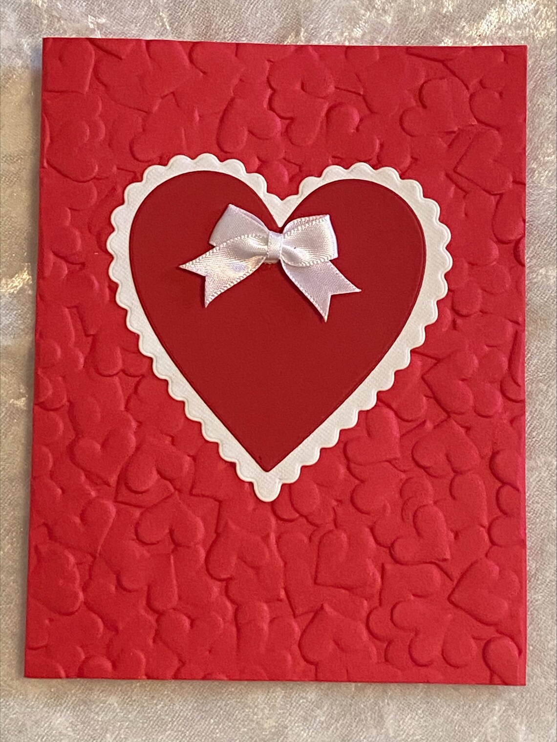 Valentine's Day Notecards Embossed in White, Pink, and Red With a Heart ...