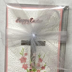 Religious Easter Cards With a Cross and Flowers, Handmade Notecards in ...