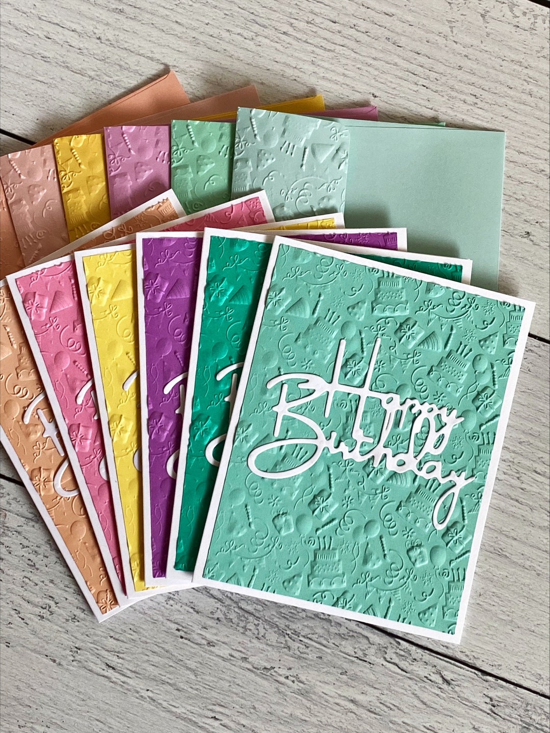 Embossed Birthday Cards, Assorted Colors, Set of 6 - Etsy