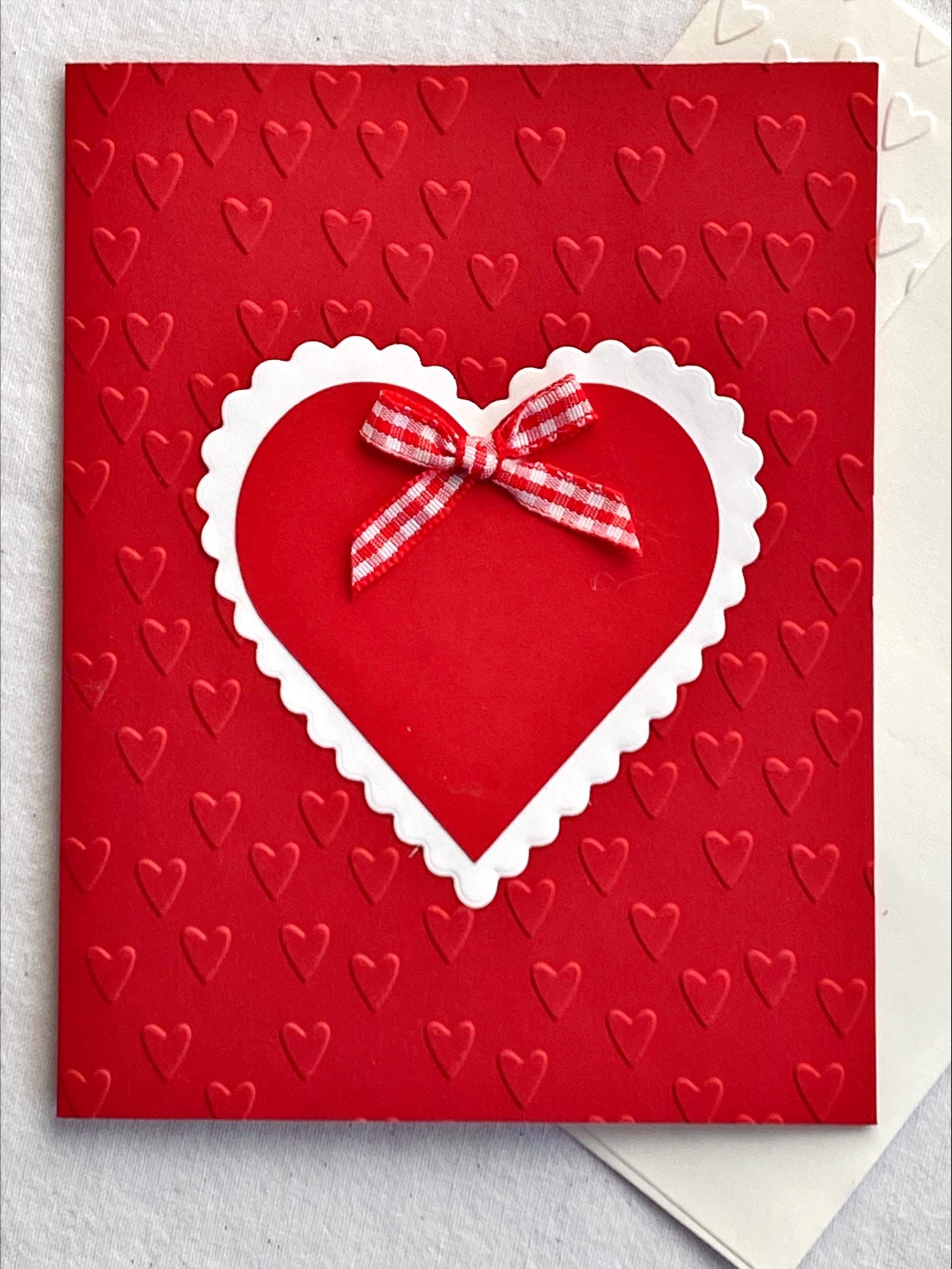 Valentine's Day Cards in Red and White With a Gingham Bow, Handmade ...