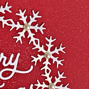 Handmade Christmas Cards in Red and White, Christmas Snowflake Wreath ...