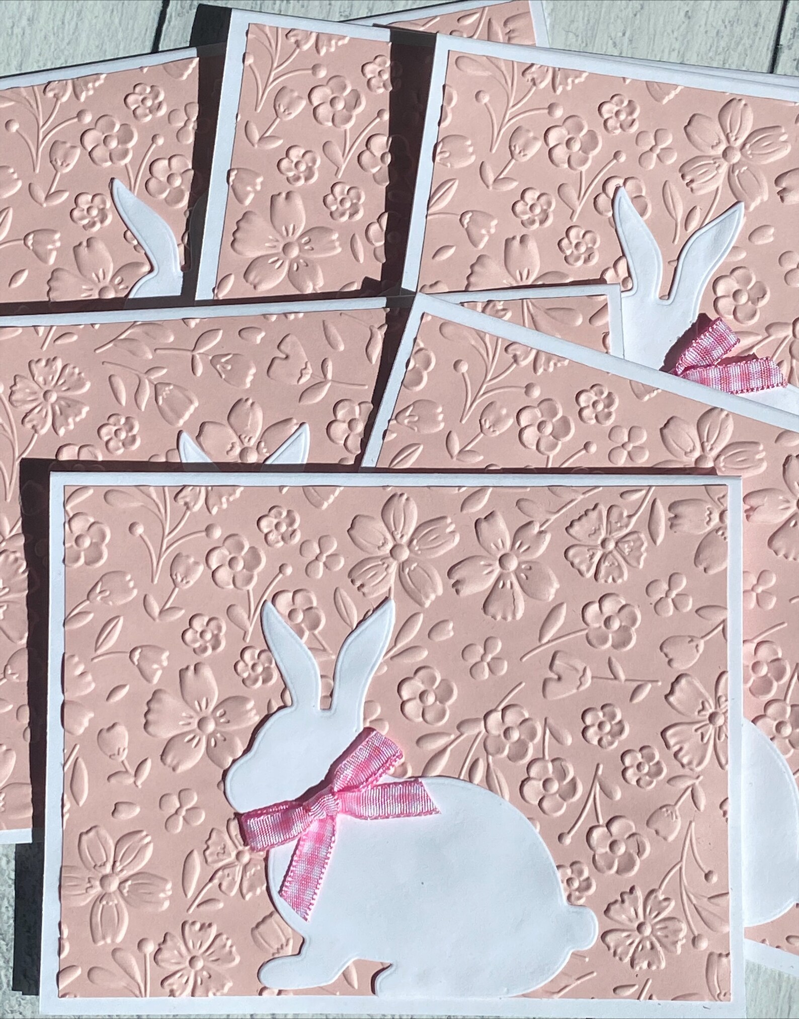 Embossed Baby Bunny Pink Baby Shower Cards, Bunny Baby Announcements ...