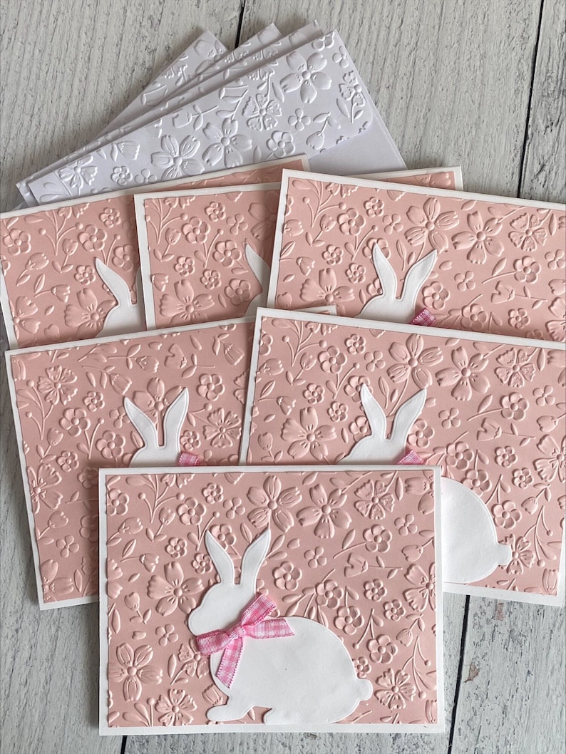 Embossed Baby Bunny Pink Baby Shower Cards, Bunny Baby Announcements ...