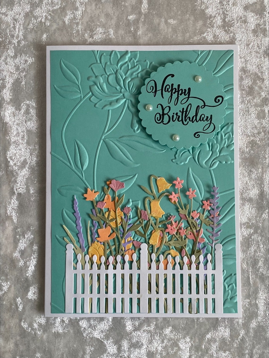 Handmade Embossed Floral Birthday Card, Happy Birthday With Flowers and ...