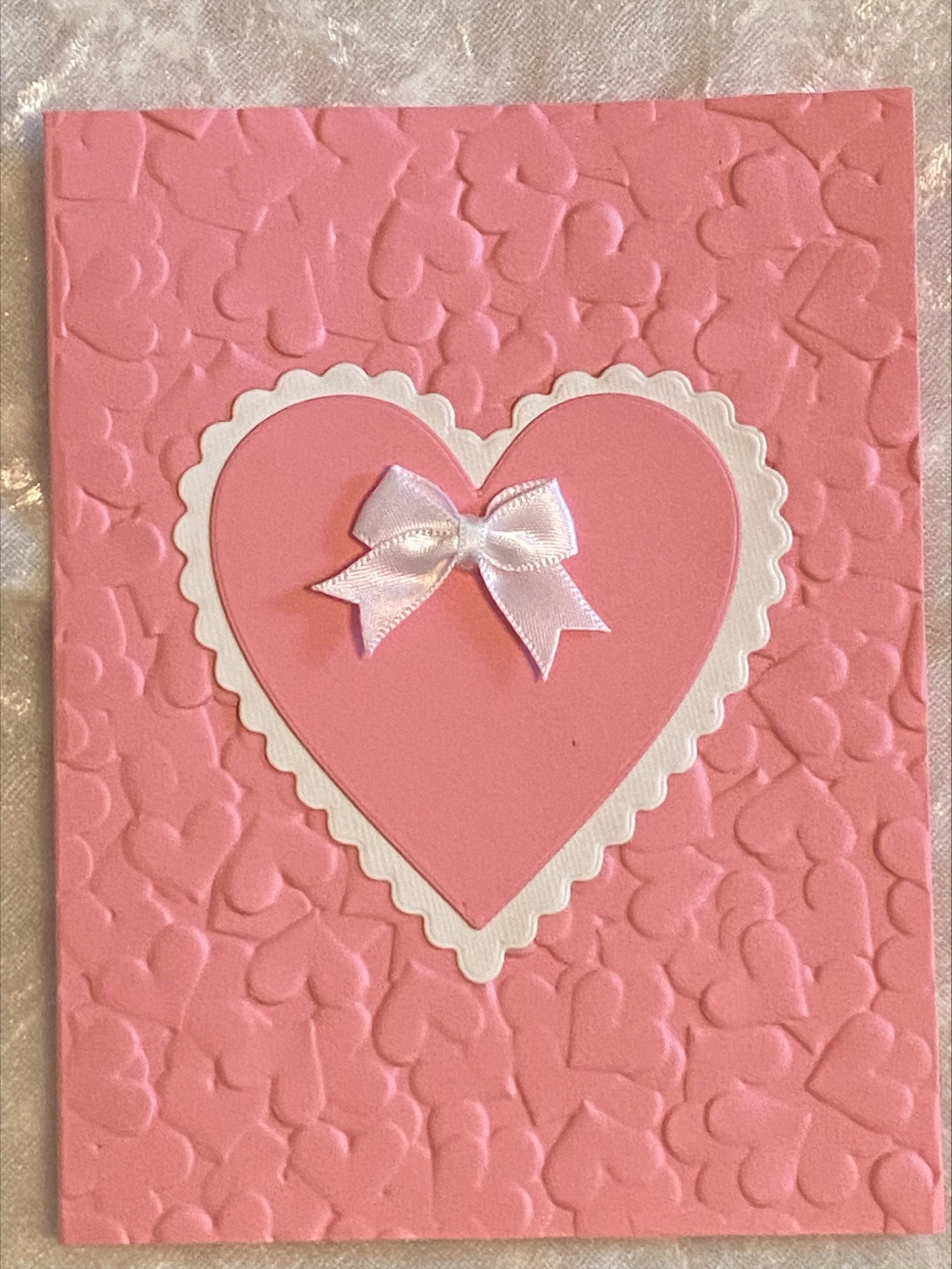 Valentine's Day Notecards Embossed in White, Pink, and Red With a Heart ...