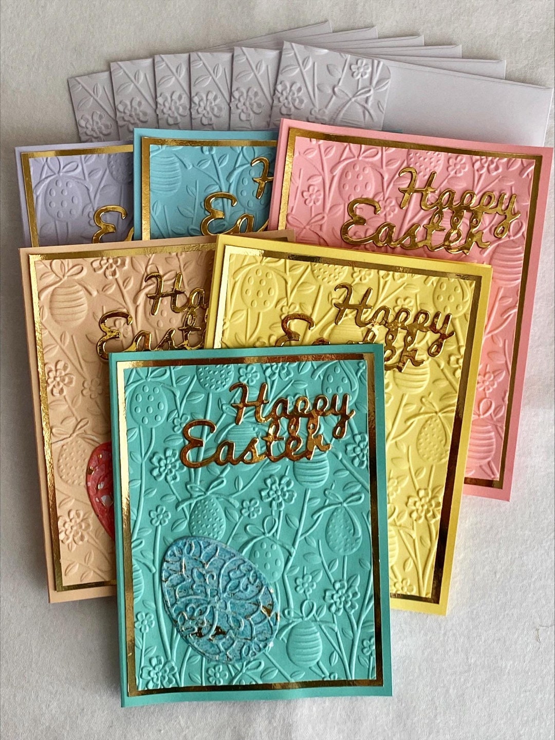 Embossed Easter Cards in an Assortment of Spring Colors With Gold ...